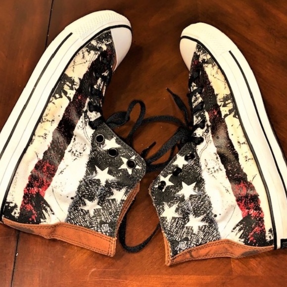 Converse | Shoes | Converse Distressed American Flag High Tops | Poshmark